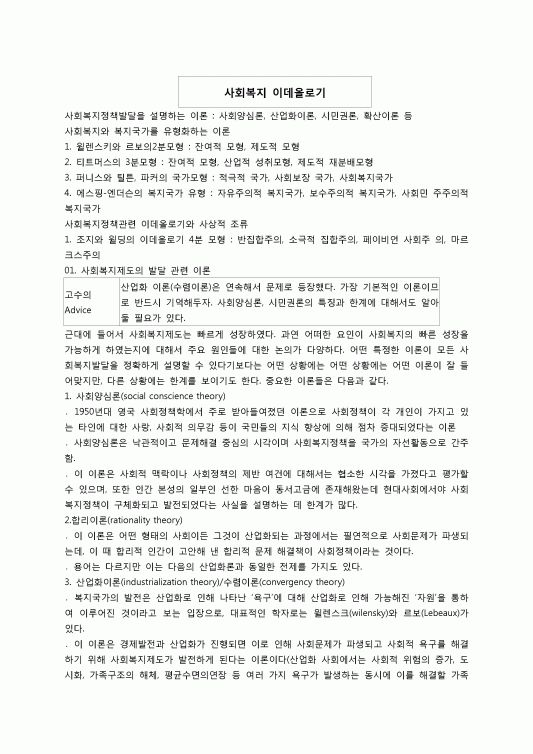 사회복지 이데올로기