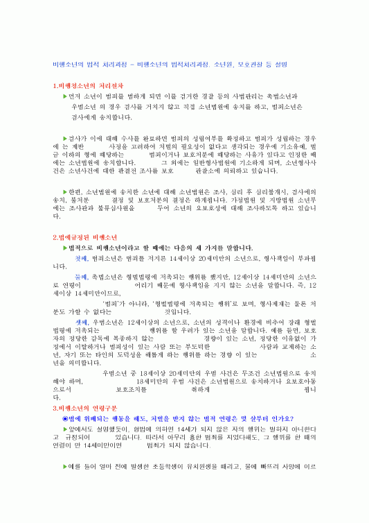 비행소년의 법적 처리과정