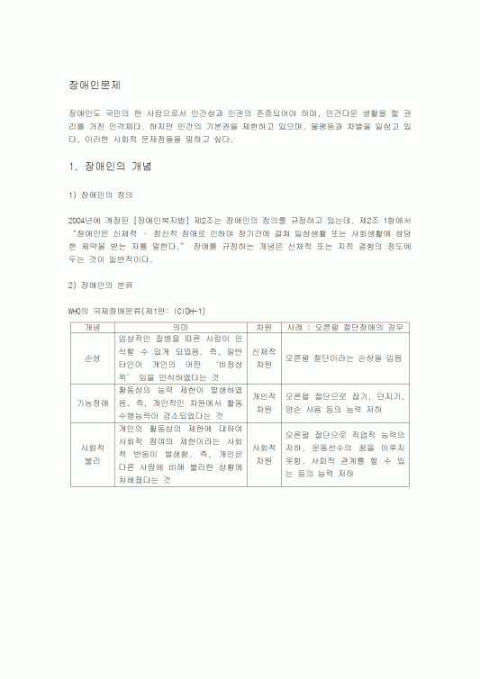 장애인 문제에 대하여