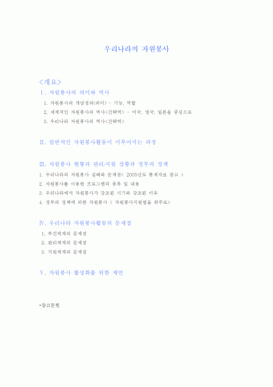 자원봉사 활동의 문제점과 자원봉사 활성화 방안 보고서[1]
