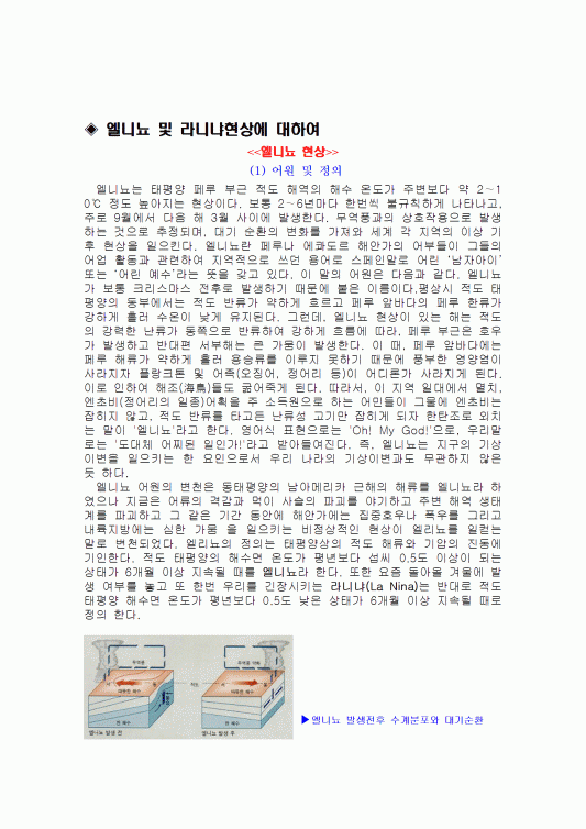엘니뇨 및 라니냐현상에 대하여