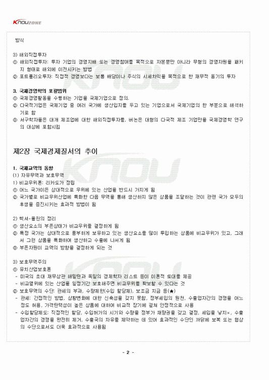2012년 1학기 국제경영학 중간시험 핵심체크