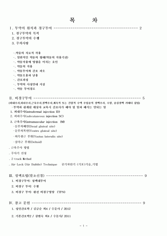 투약 원본 (투약의 원칙과 경구투여, 비경구투여, 정맥요법)