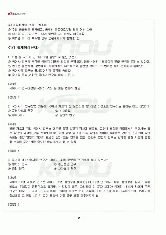 2012년 1학기 우리말의역사 출석대체시험 핵심체크