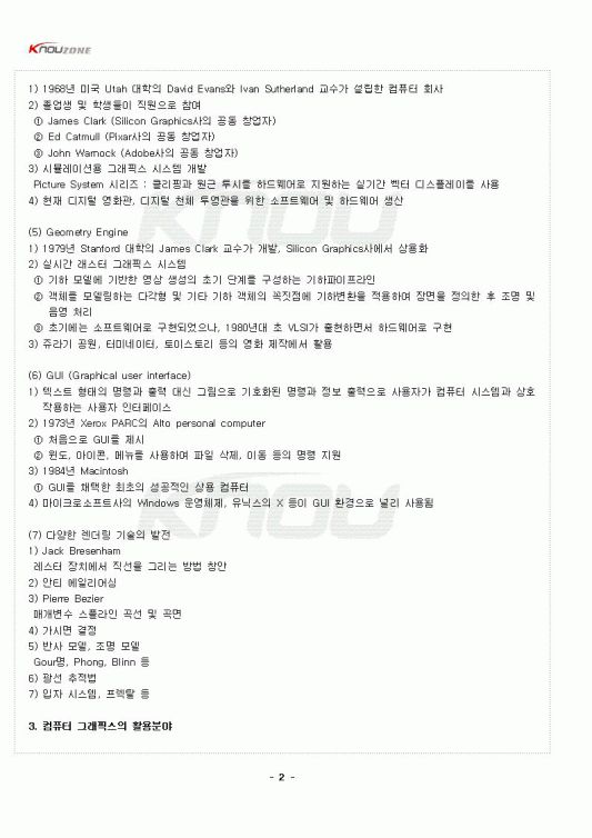 2012년 1학기 컴퓨터그래픽스 출석대체시험 핵심체크