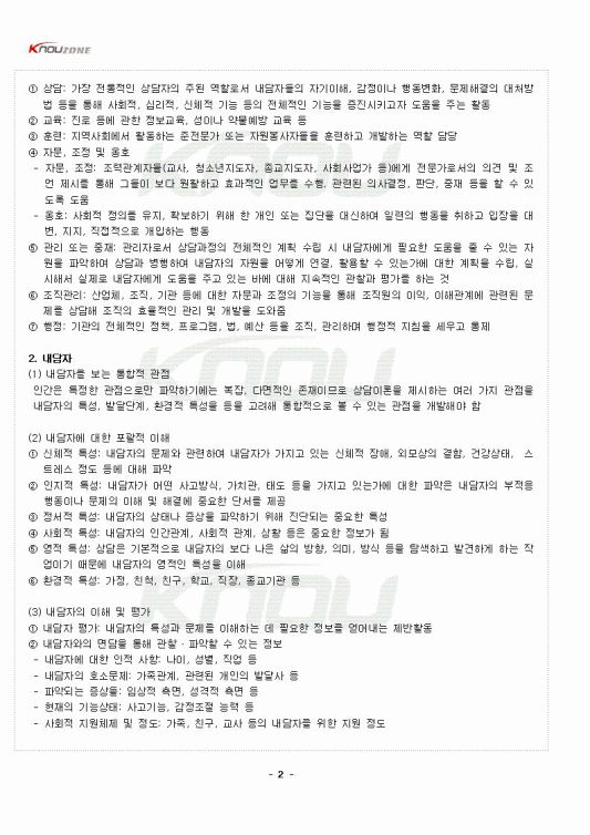2012년 1학기 상담심리학 출석대체시험 핵심체크