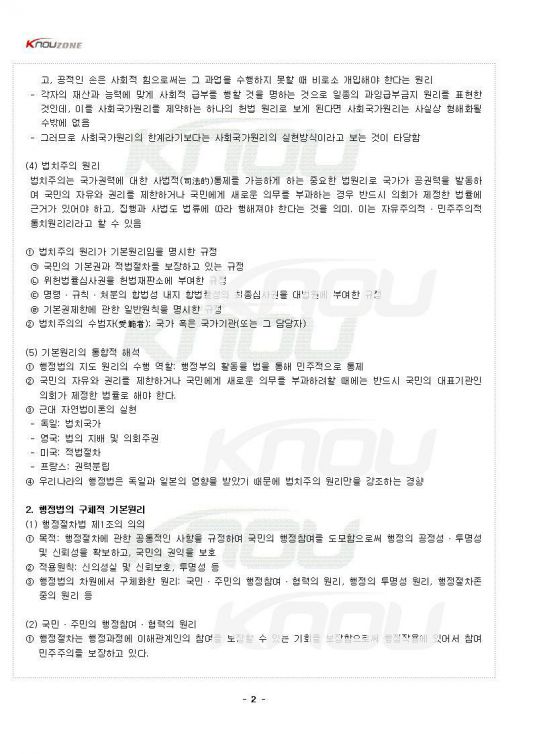 2012년 1학기 일반행정법 출석대체시험 핵심체크