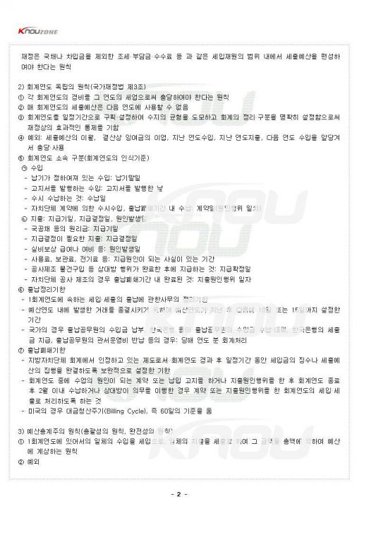 2012년 1학기 정부회계학 출석대체시험 핵심체크