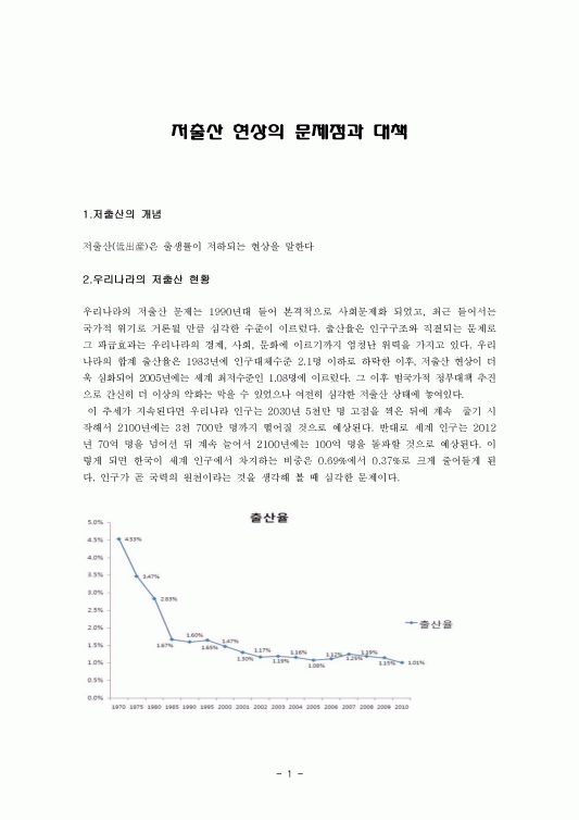 저출산 현상의 문제점과 대책