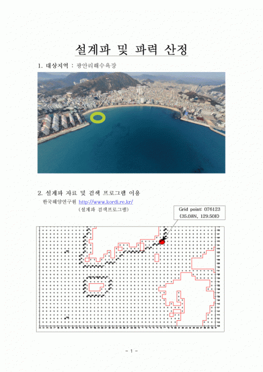 광안리 해수욕장 방파제 설계 - 설계파 및 파력 산정, 설계파 산정, 파력 산정