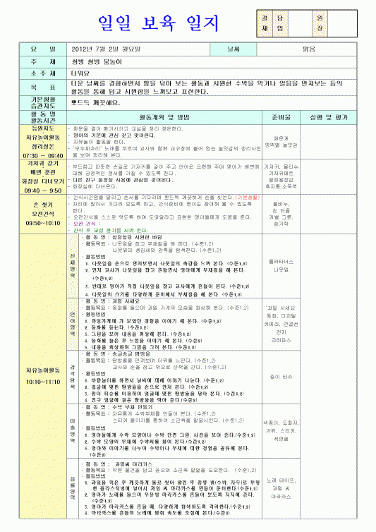 2세보육일지(평가인증)