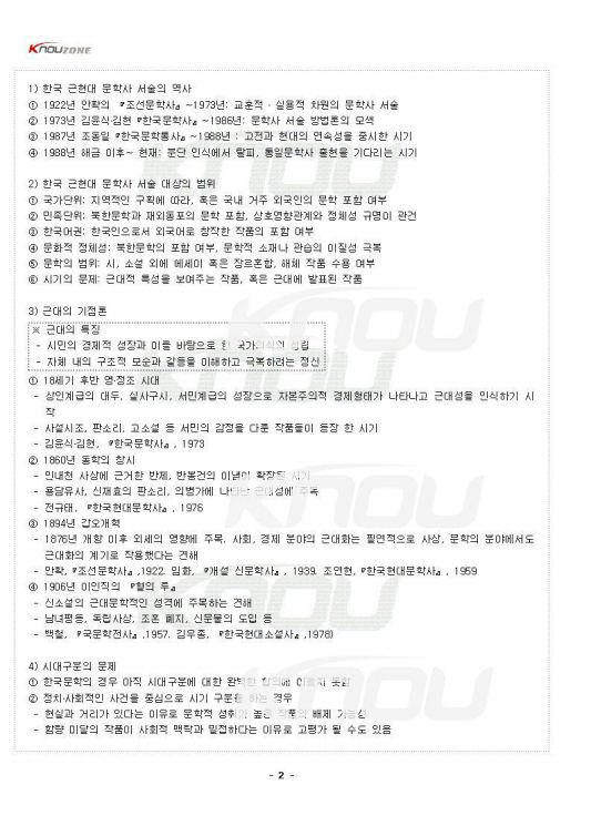 근현대문학사 교재전범위 핵심요약노트