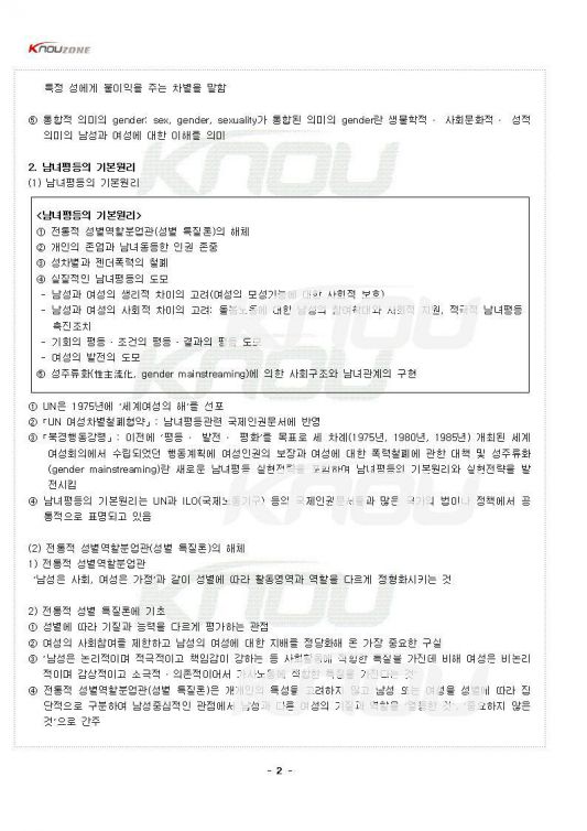 남녀평등과법 교재전범위 핵심요약노트