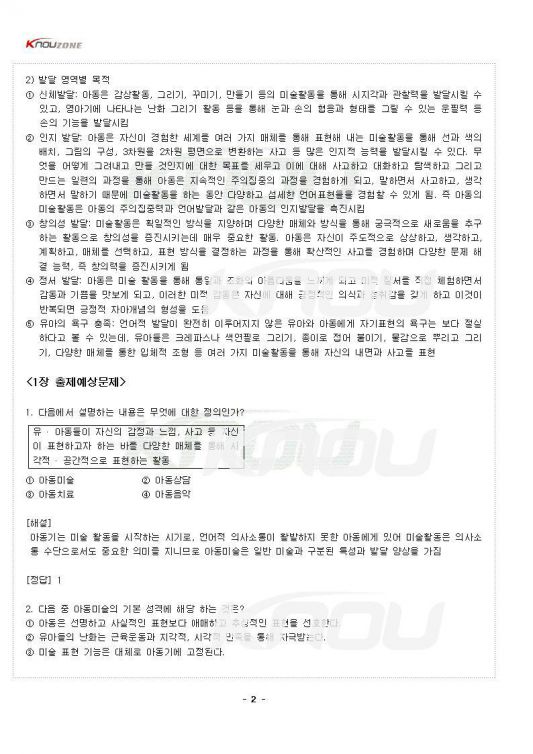 아동미술 교재전범위 핵심요약노트