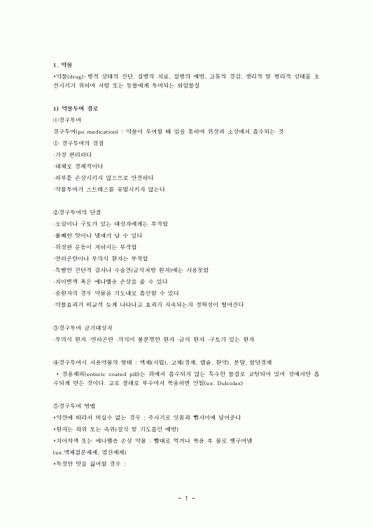 투약간호 레포트 자료