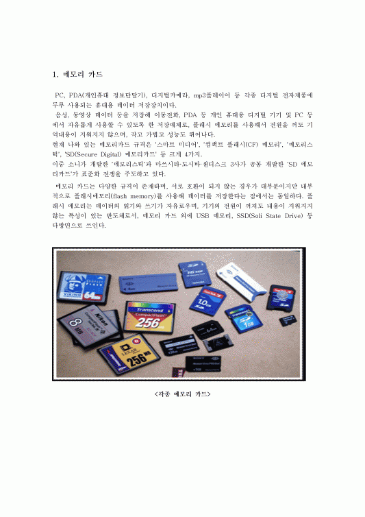 메모리 카드의 종류와 특징
