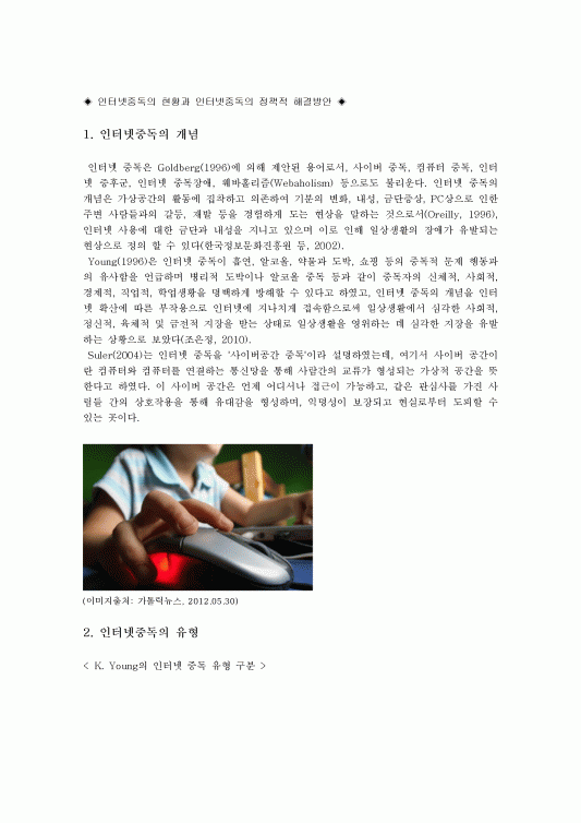 인터넷중독의 현황과 인터넷중독의 정책적 해결방안