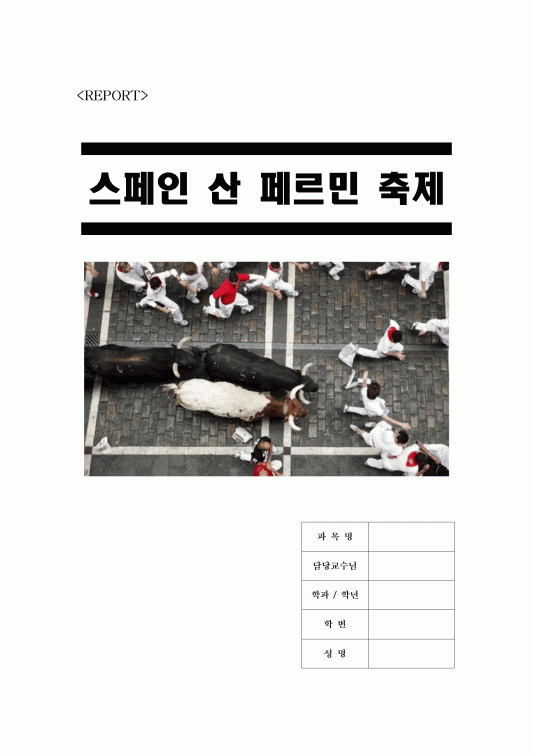 스페인 산 페르민 축제 조사보고서 San Fermin Carnival 역사적배경 축제의 기획과 진행 매력 흡입요인 푸쉬펙터 풀펙터 Push Factor Pull Factor 허밍웨이 라꼬리다 소몰이