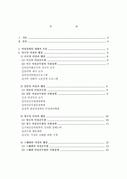 (졸업논문)한국 여성의 행정참여 - 외국과의 비교를 중심으로