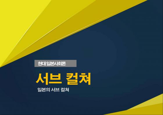 서브컬쳐 레포트 자료