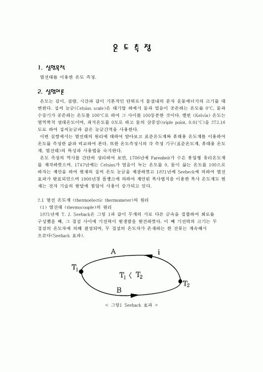 (홍익대학교) 계측 및 신호처리 - 온도측정