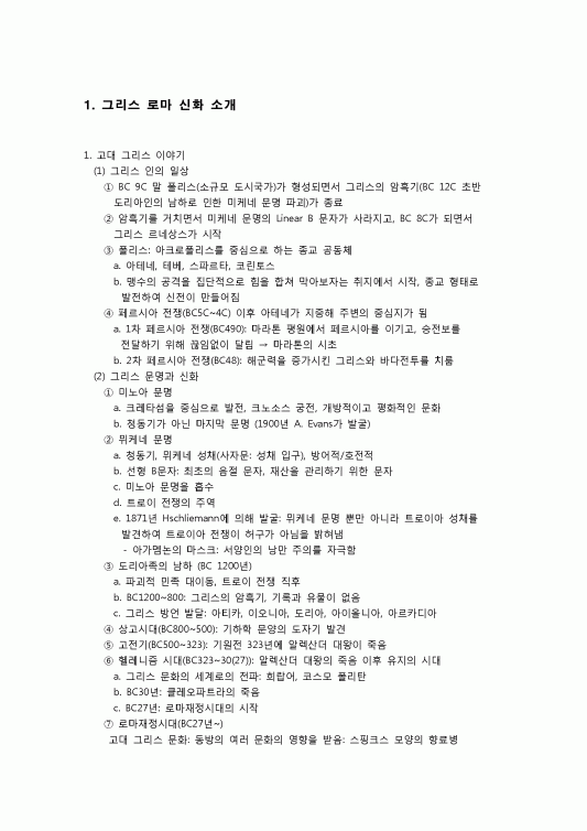 그리스 로마신화에 대해