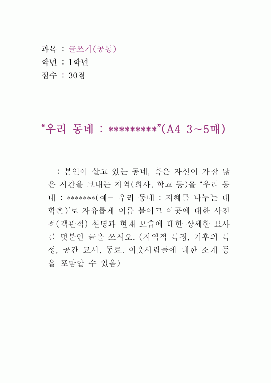 (방송통신대 1학년 공통 글쓰기) 우리 동네 : 젊음의 공간 홍대거리