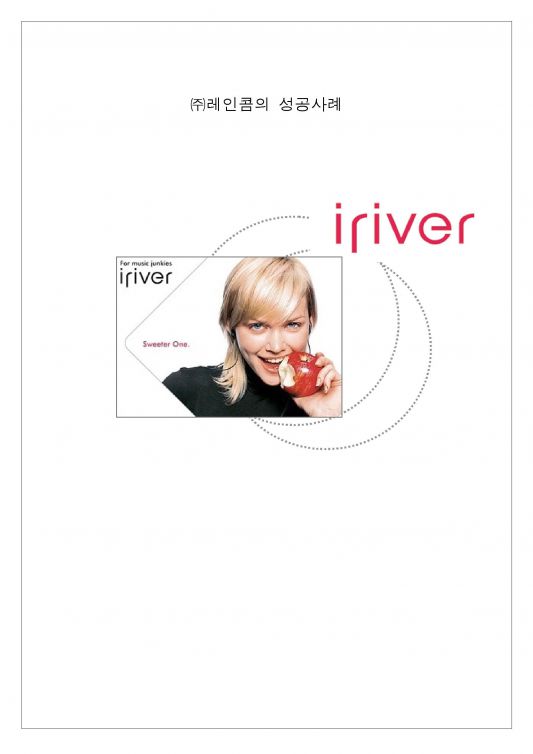 ㈜레인콤(아이리버/iriver)의 성공사례 (기업소개, CEO, 조직구성, 사업영역, 환경분석, SWOT, STP, 경쟁사 분석, 성과 및 성공전략, 위기 및 극복방안)