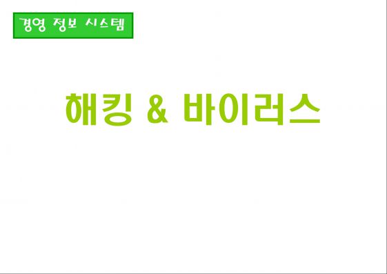 [경영 정보 시스템] 해킹 & 바이러스 (1.25 인터넷 대란, 기업들의 바이러스 감염 사례, 인터넷 보안 도구).PPT자료