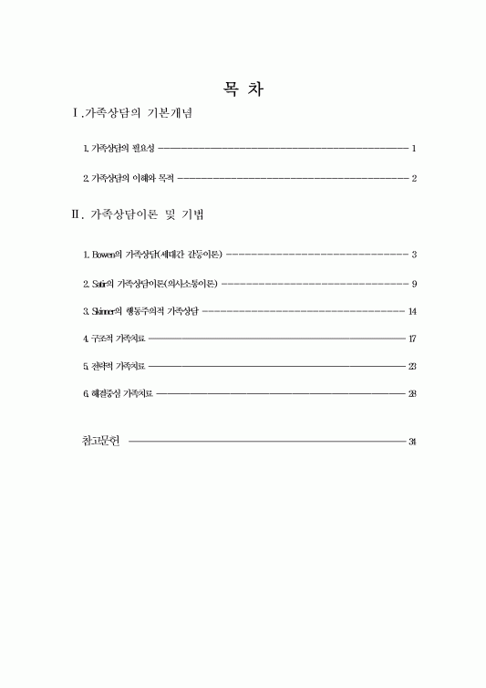 [가족상담] 가족상담의 필요성, 가족상담의 목적, 가족상담이론 및 기법 분석과 전망 - 구조적, 전략적, 해결중심적 가족치료