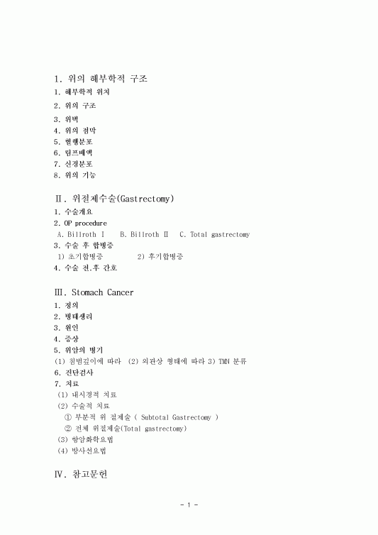 위암(Stomach cancer)과 위절제술(Gastrectomy)