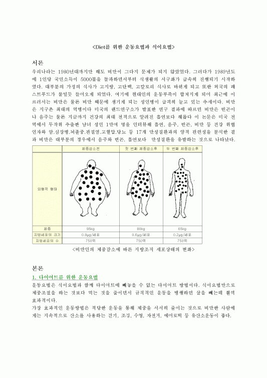 diet를 위한 운동요법과 식이요법