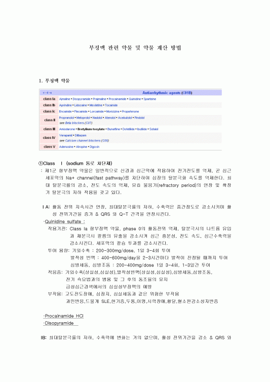 부정맥 관련 약물 및 약물 계산 방법1