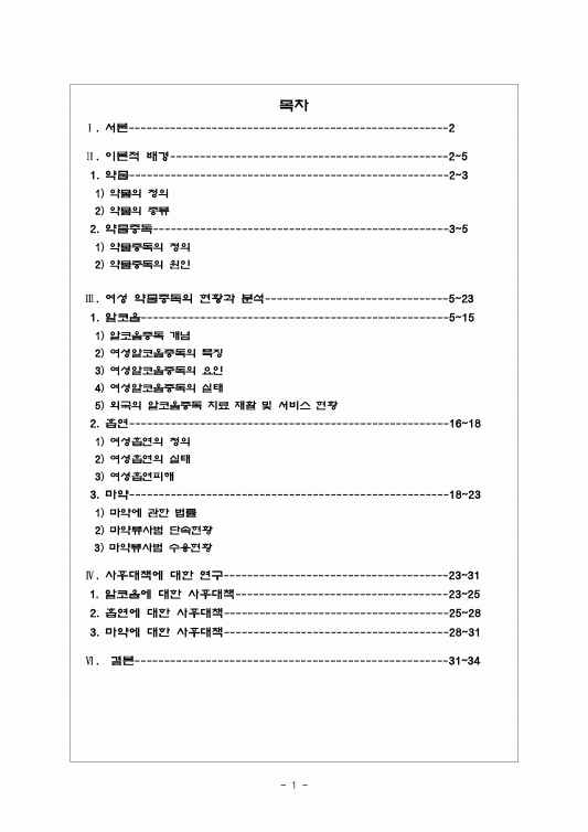 약물중독여성 문제와 대안