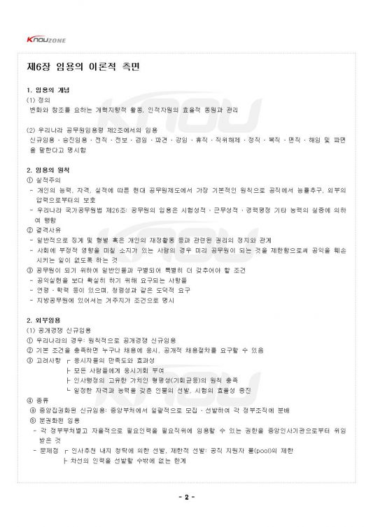 2013년 1학기 인적자원관리론 출석대체시험 핵심체크