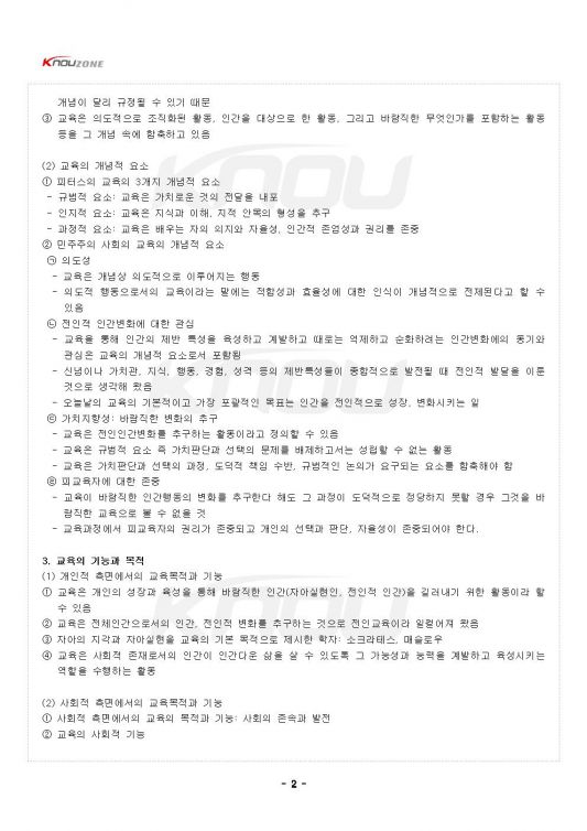 2013년 1학기 교육의이해 출석대체시험 핵심체크