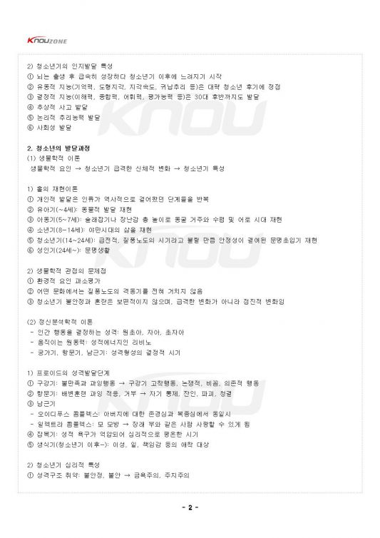 2013년 1학기 청소년교육개론 출석대체시험 핵심체크