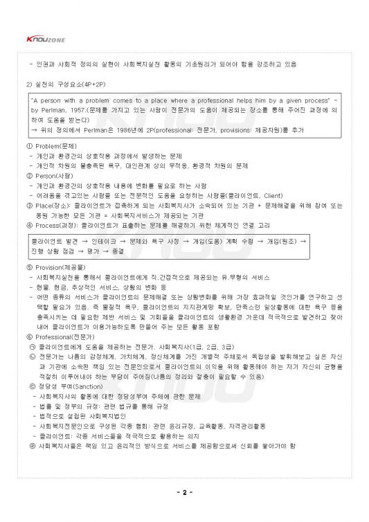 2013년 1학기 사회복지실천론 출석대체시험 핵심체크