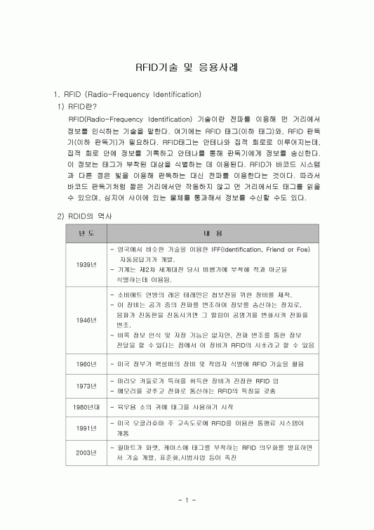 RFID기술 및 응용사례