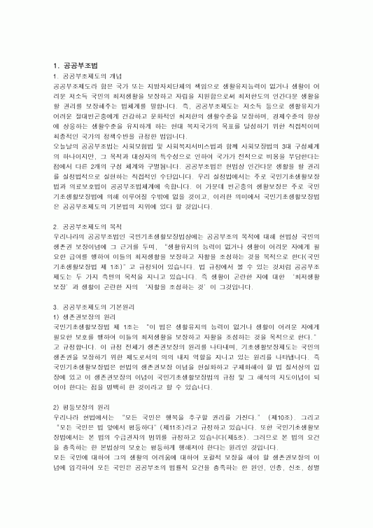 [공공부조론] 공공부조법에 대해서
