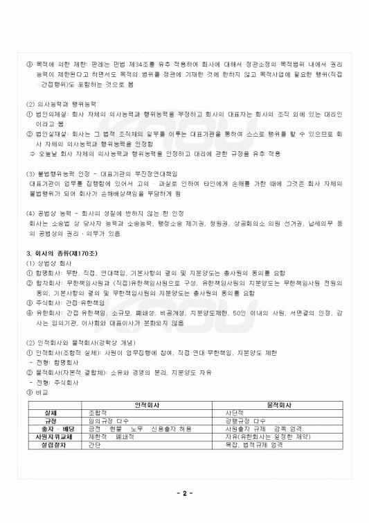 2013년 하계계절시험 주식회사법 시험범위 핵심체크