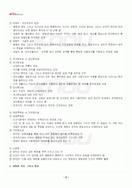 2013년 하계계절시험 정치학개론 시험범위 핵심체크