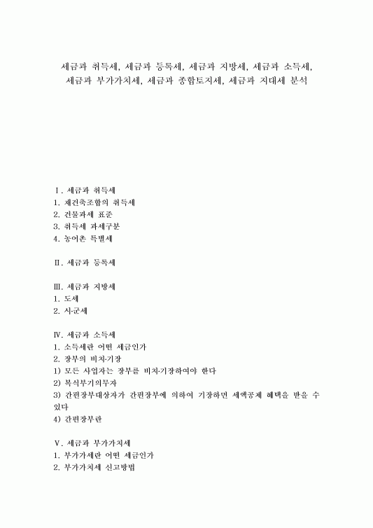 [세금, 세금과 취득세, 세금과 등록세, 지방세, 소득세, 부가가치세, 종합토지세, 지대세]세금과 취득세, 세금과 등록세, 세금과 지방세, 세금과 소득세, 세금과 부가가치세, 세금과 종합토지세, 세금과 지대세 분석