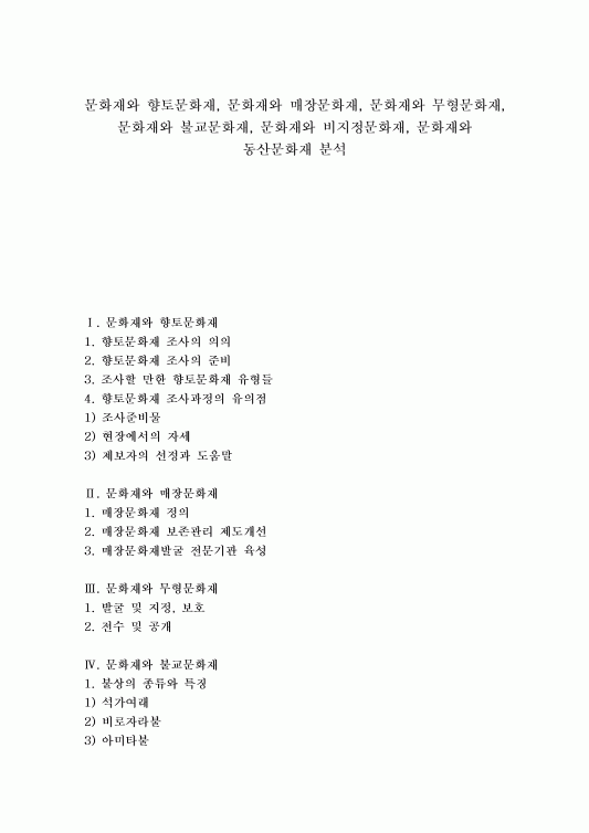 [문화재][문화][향토문화재][매장문화재][무형문화재][불교문화재]문화재와 향토문화재, 문화재와 매장문화재, 문화재와 무형문화재, 문화재와 불교문화재, 문화재와 비지정문화재, 문화재와 동산문화재 분석