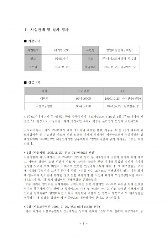 모나미 사건 레포트 자료