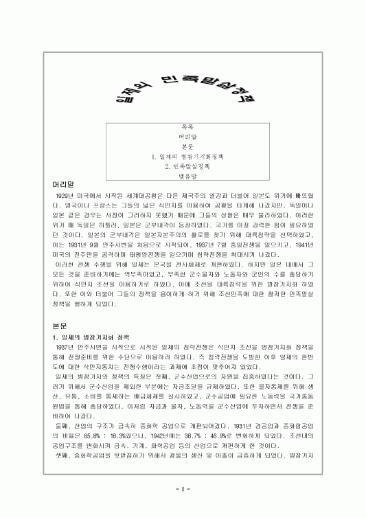 [인문과학] 일제의 민족말살정책