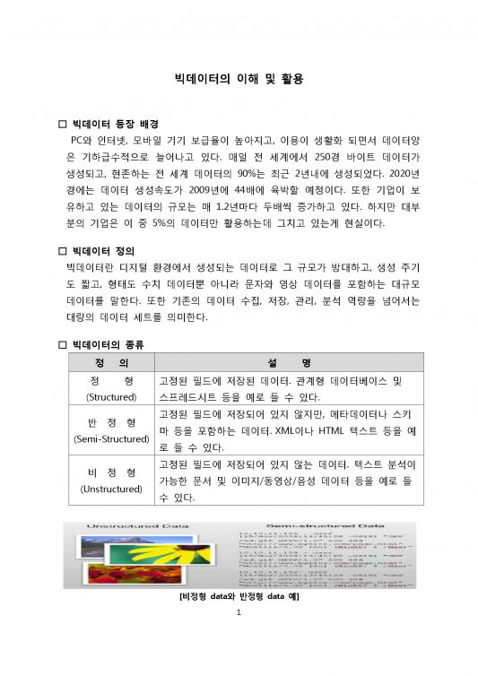 빅데이터의 이해 및 활용
