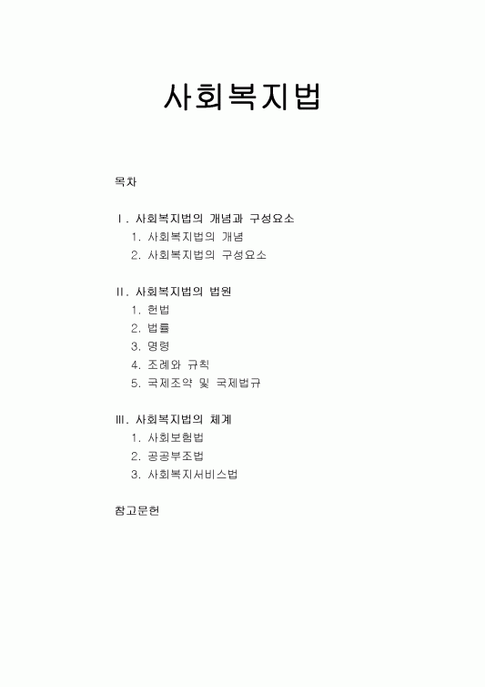 사회복지법의 개념과 구성요소, 사회복지법의 법원, 사회복지법의 체계