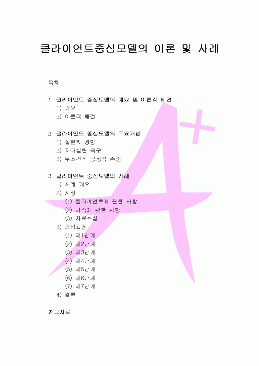<클라이언트 중심모델> 클라이언트 중심모델의 개요 및 이론적 배경, 클라이언트 중심모델의 주요개념, 클라이언트 중심모델의 사례