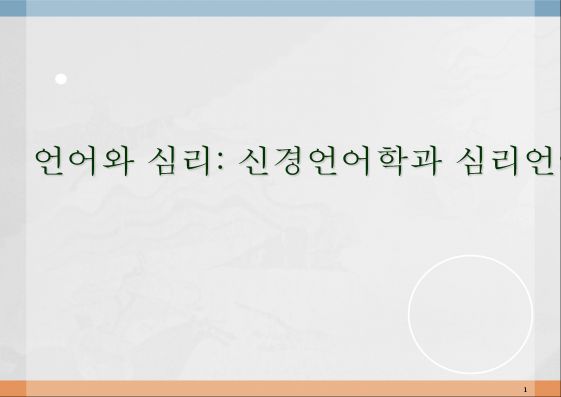 언어와 심리 - 신경언어학과 심리언어학